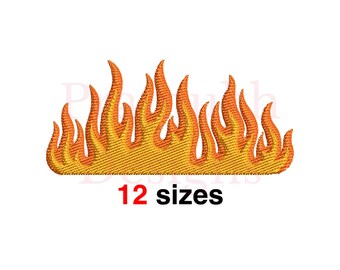 Flame Embroidery Design. Flame Silhouette Embroidery Design. Flame ...