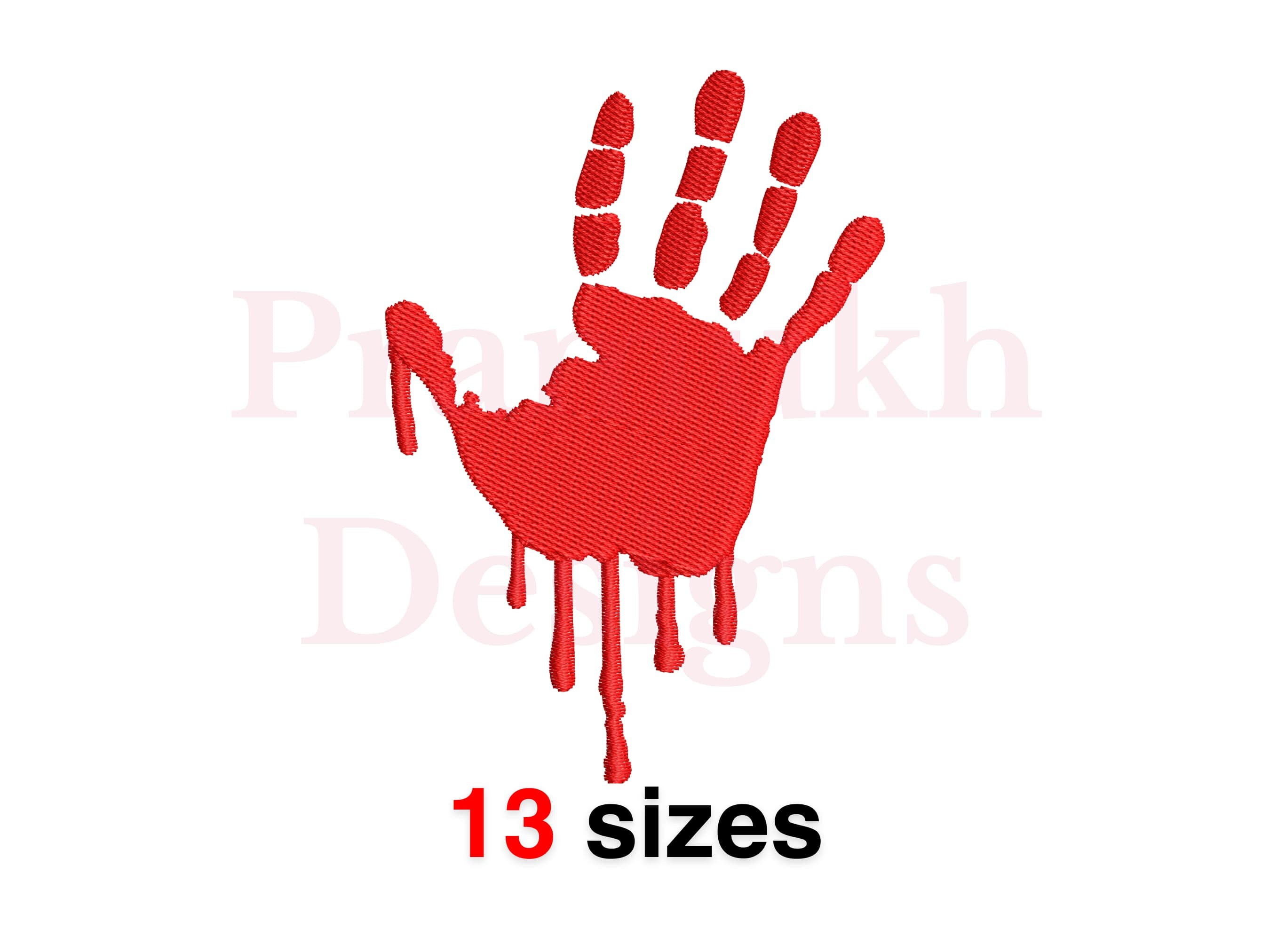 Bloody Hand Embroidery Design. Halloween Embroidery Design. Blood ...
