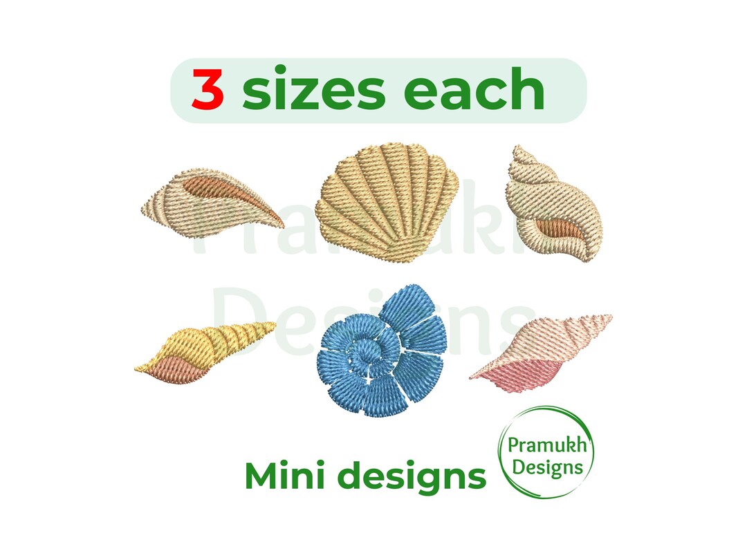 Mini Seashell Machine Embroidery Design Set (1–2 Inch) – Beach Shells ...