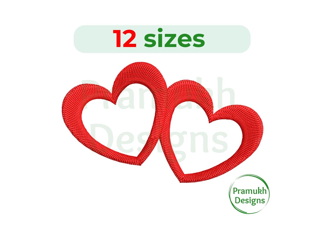 Two Hearts Embroidery Design. Heart Embroidery. Mini Heart. Love ...