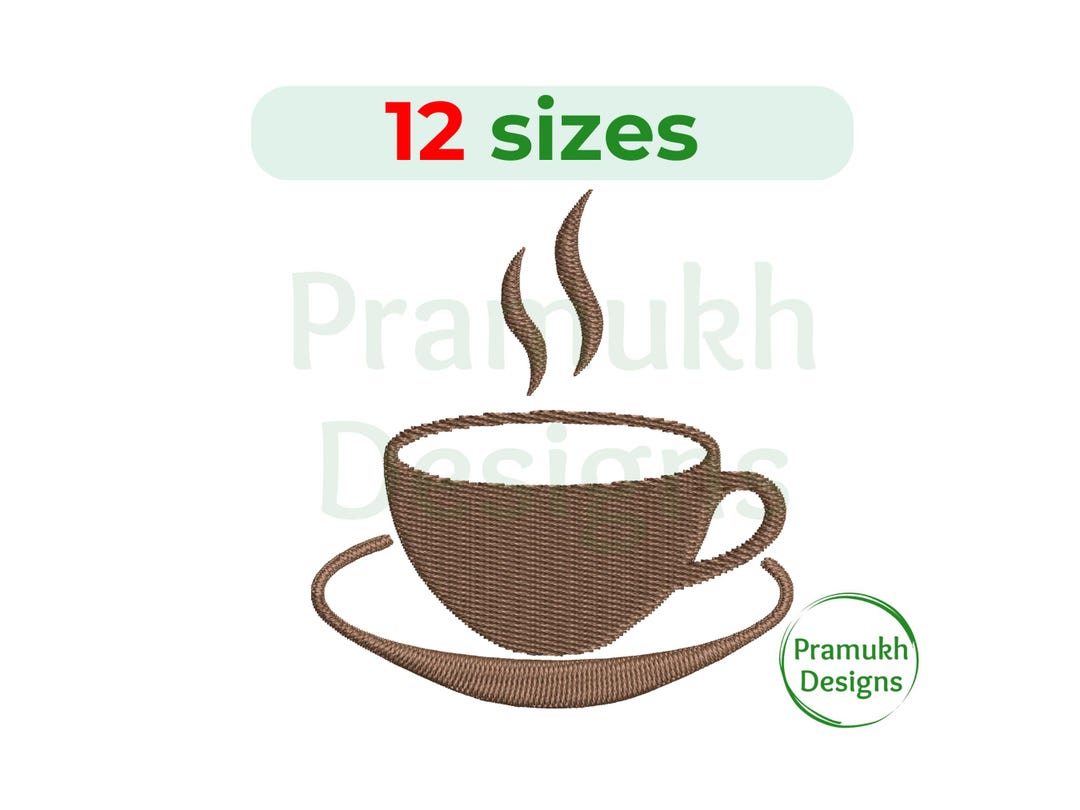 Tea Cup Embroidery Design (2–7.5 Inch) – Mini Tea Cup, Drink Embroidery ...