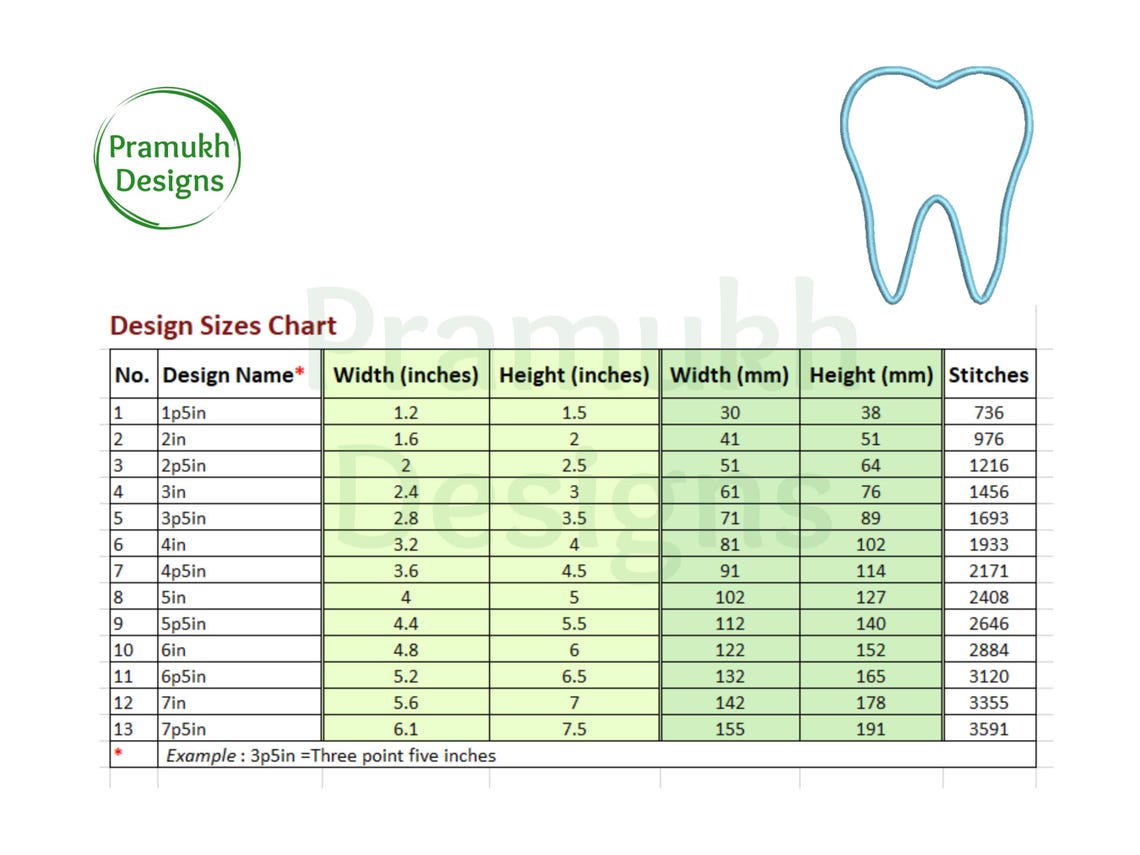 Tooth Outline Embroidery Design – Mini Tooth, Silhouette, Body Part ...