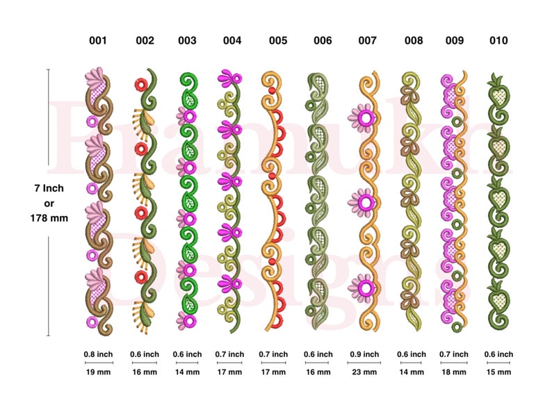 10 Embroidery Border Designs Bundle-4 - Etsy