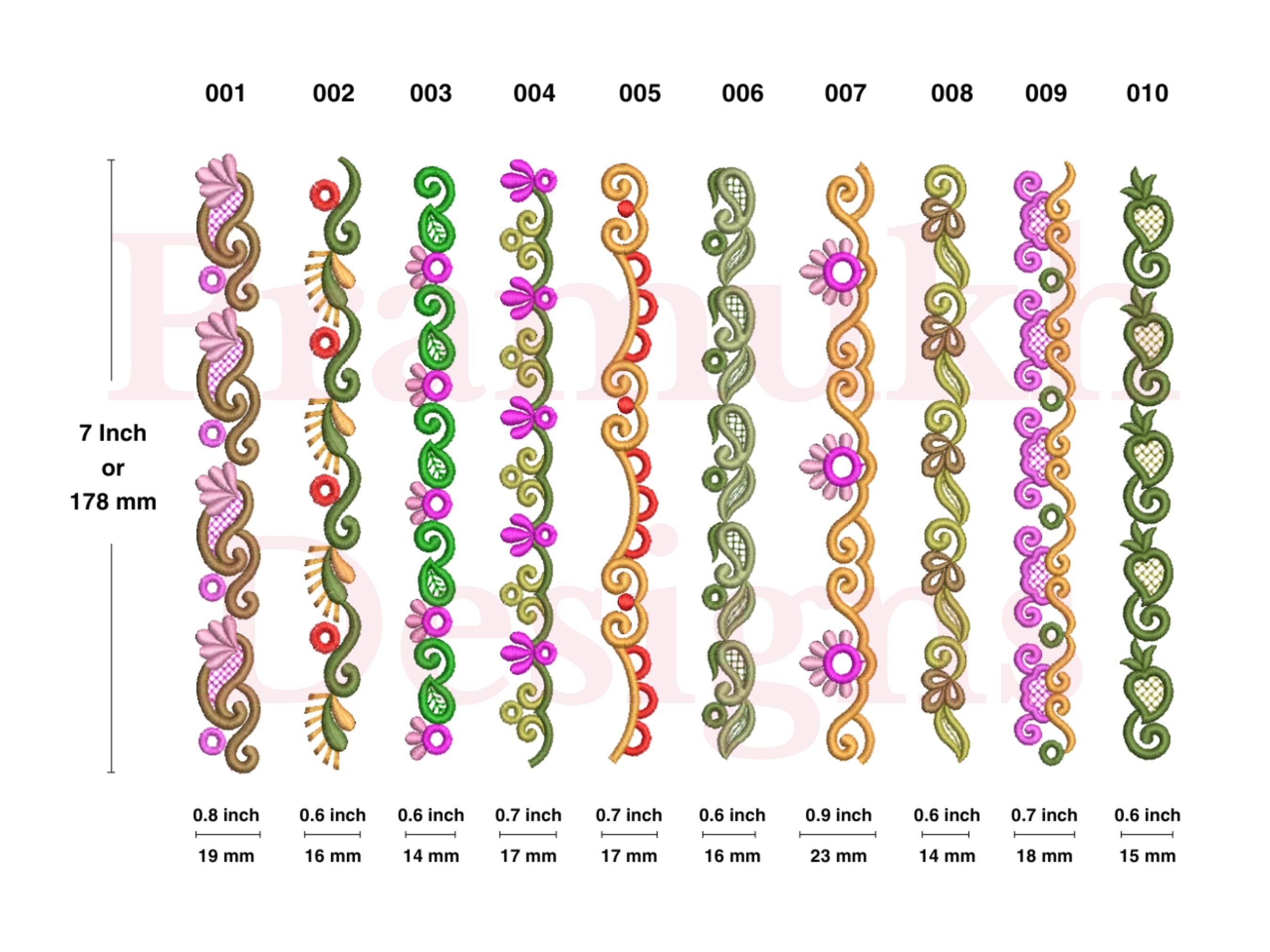 10 Embroidery Border Designs Bundle-4 - Etsy