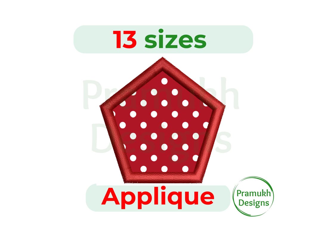 Pentagon Applique Embroidery Design (1.5–7.5 Inch) – Pentagon Shape ...