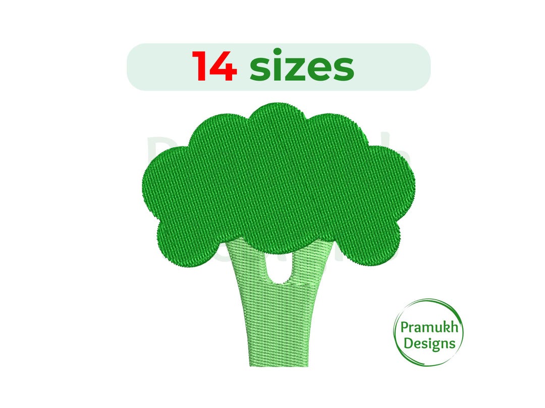 Broccoli Embroidery Design. Broccoli Silhouette. Broccoli Design. Mini ...
