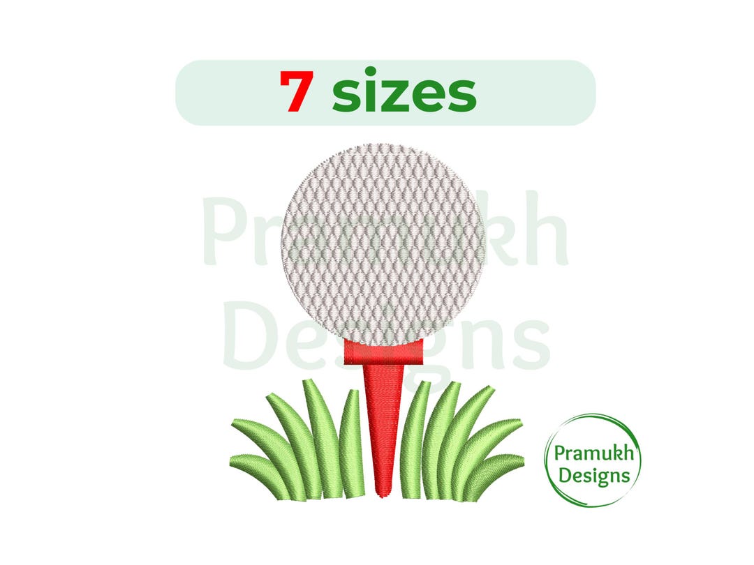 Golf Ball on Tee Embroidery Design (1–4 Inch) – Mini Golf Ball, Sports ...