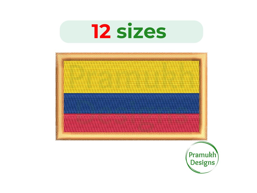 Colombia Flag Embroidery Design (2–7.5 Inch) – Mini Colombia, Machine ...