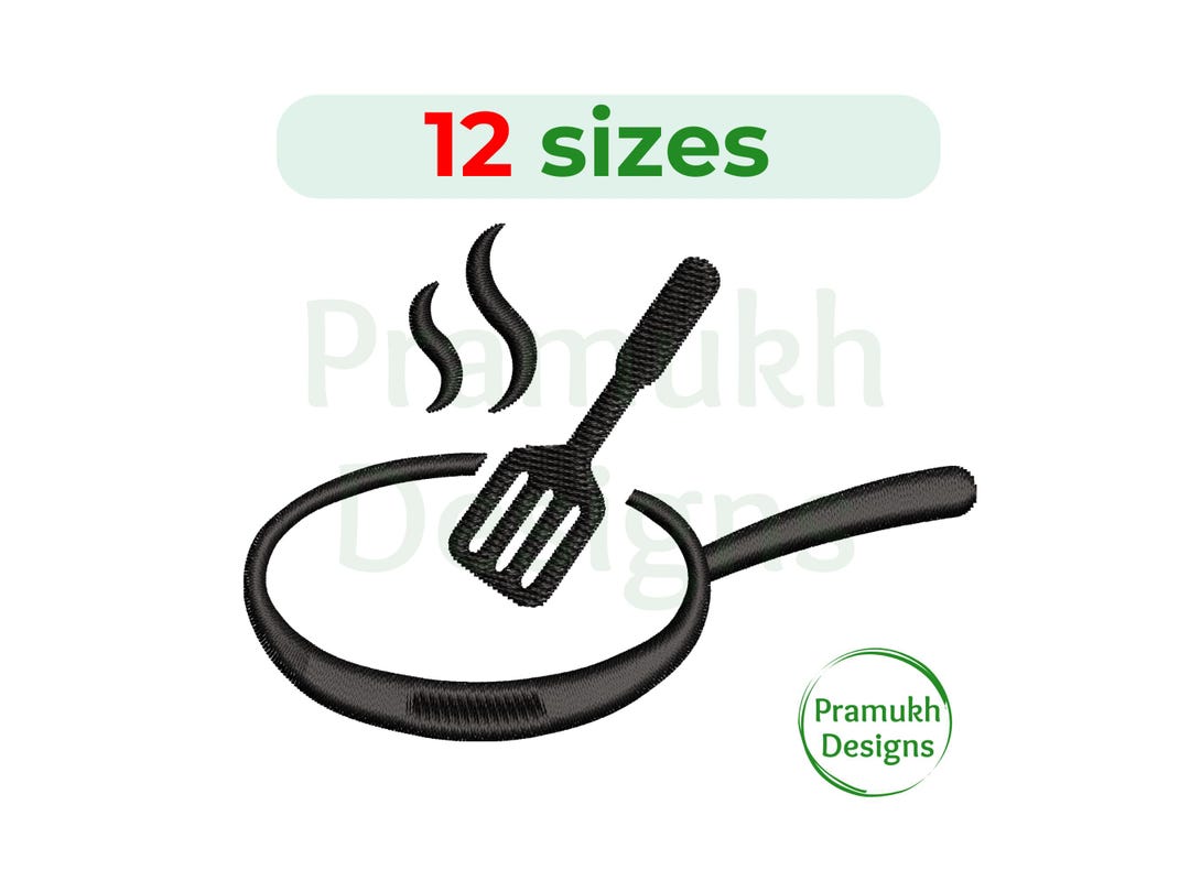 Frying Pan Embroidery Design. Frying Pan Mini Design. Frying Pan ...