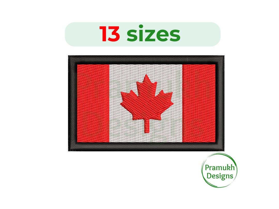 Canadian Flag Embroidery Design. Country Flag Embroidery. Canadian ...
