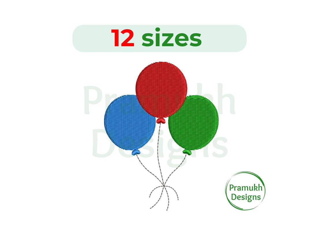 Balloons Embroidery Design (2–7.5 Inch) – Mini Triple Balloons, Party ...