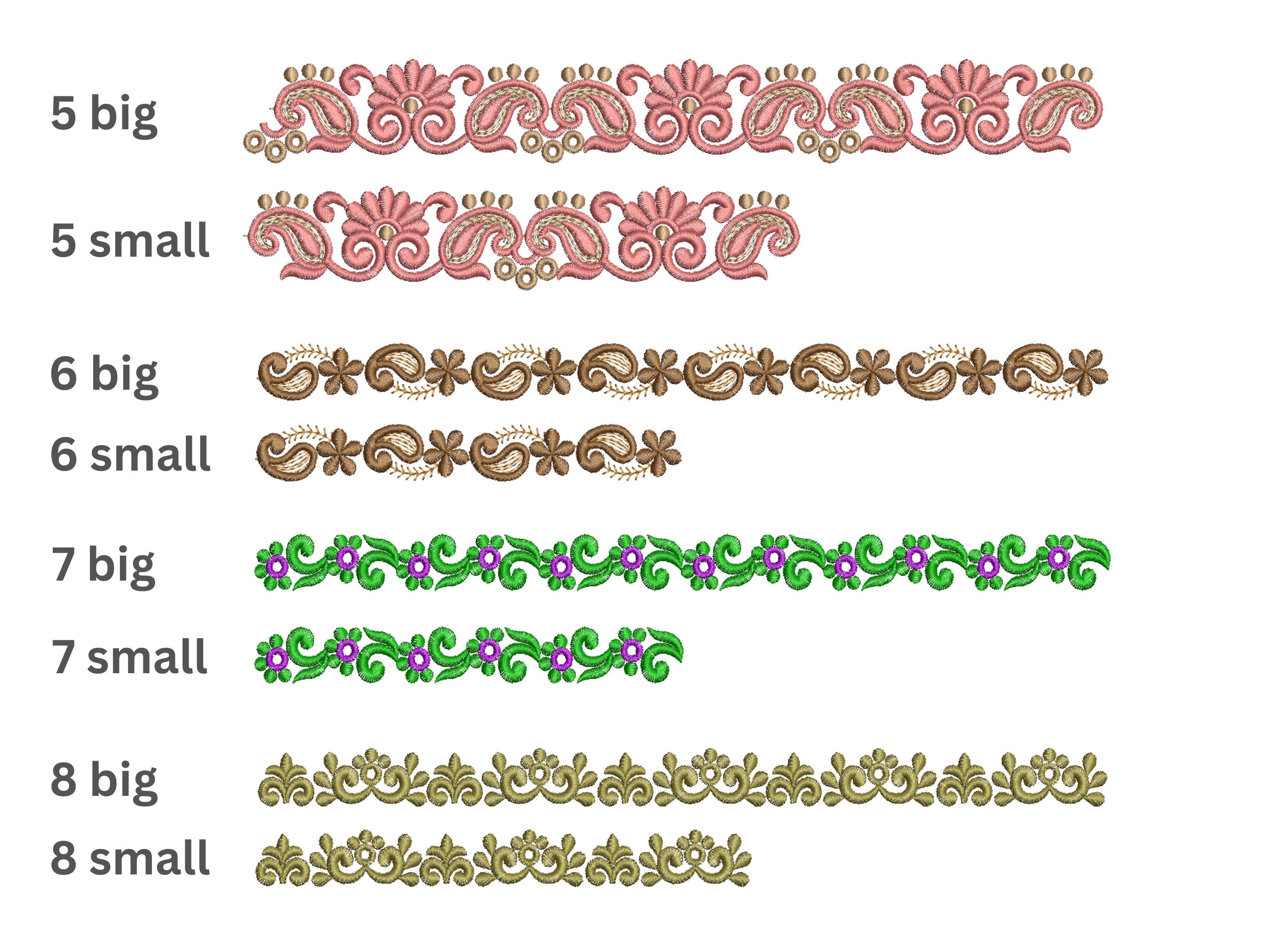 10 Embroidery Border Designs Bundle 2 Sizes Instant Digital Download - Etsy