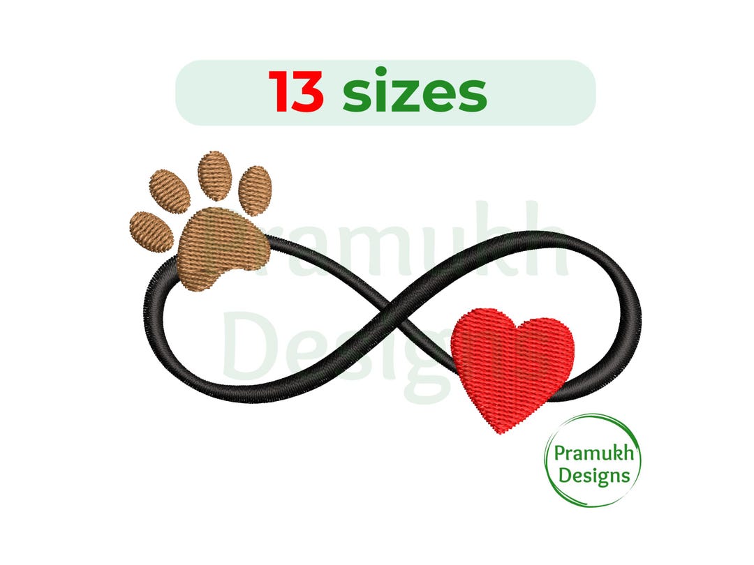 Infinity Paw Heart Embroidery Design. Mini Infinity Paw Heart. Infinity ...