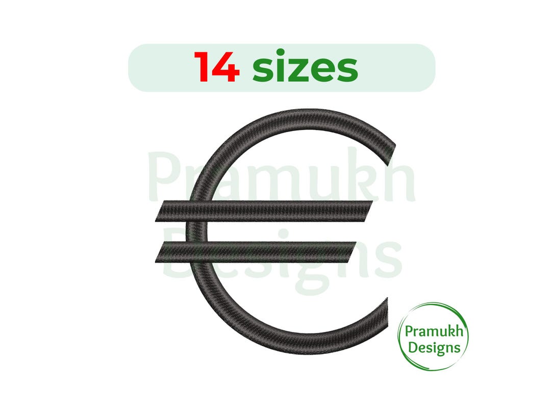 Euro Embroidery Design (1–7.5 Inch) – Mini Euro, Silhouette, Instant ...