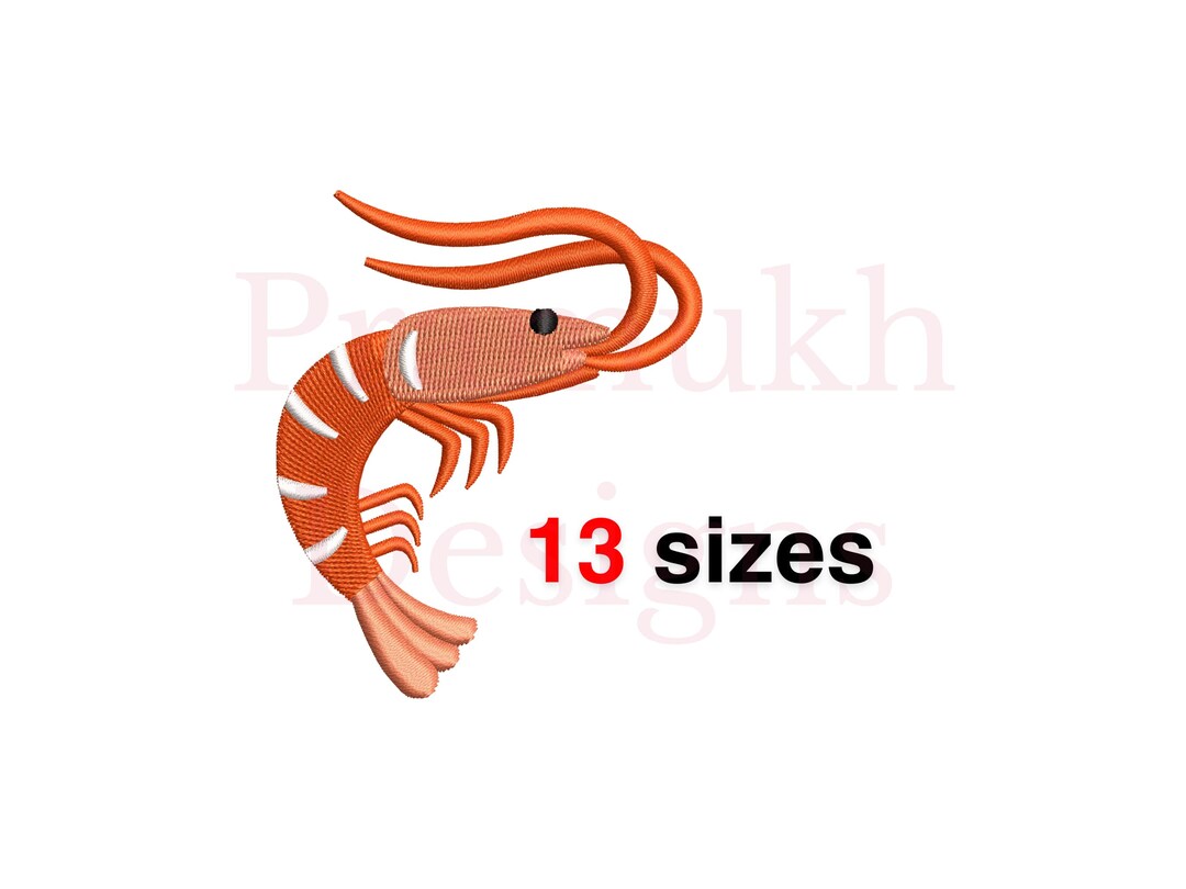 Shrimp Embroidery Design. Shrimp Silhouette. Mini Shrimp. Shrimp Design ...