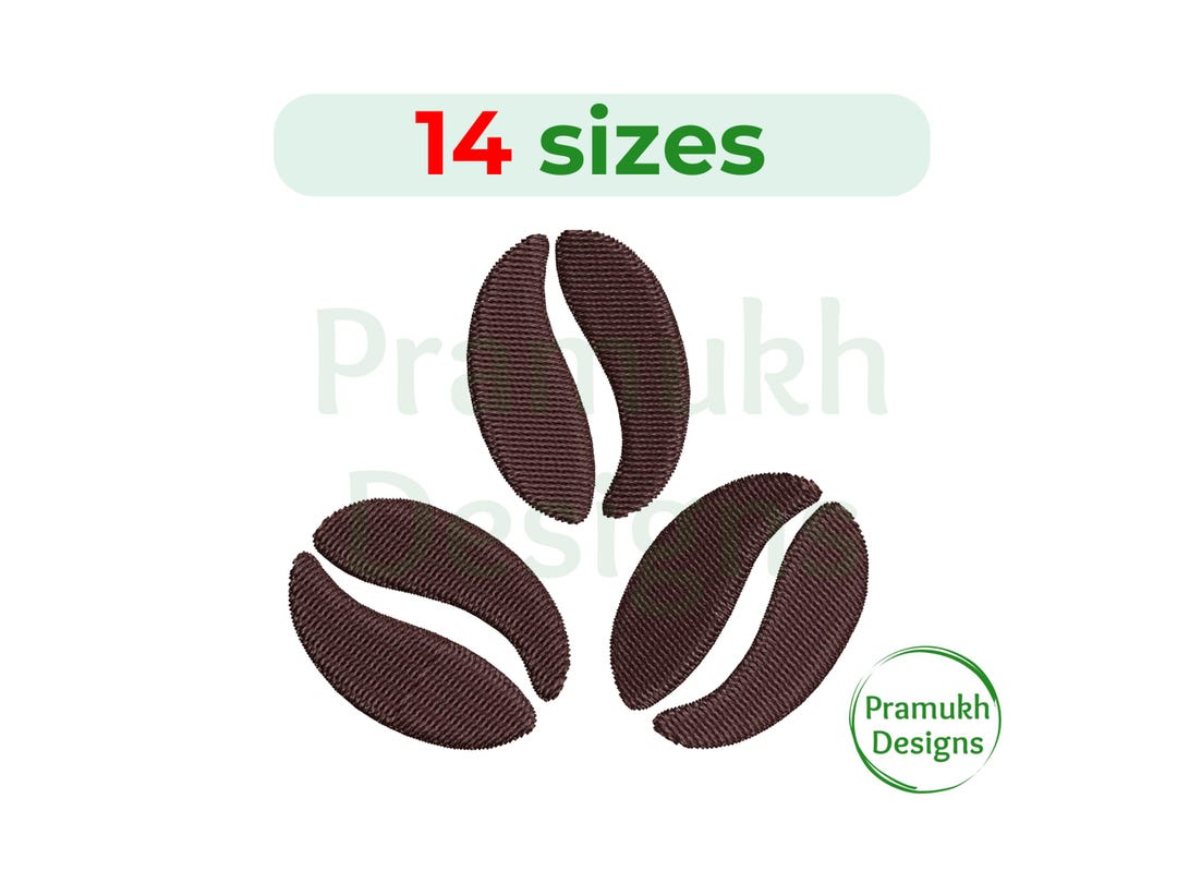 Coffee Beans Embroidery Design (1–7.5 Inch) – Mini Coffee Beans ...