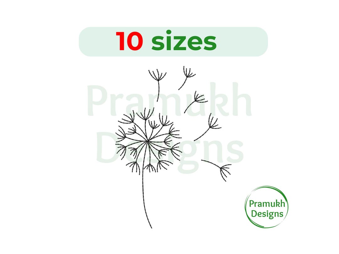Dandelion Embroidery Design. Mini Dandelion Pattern . Machine ...
