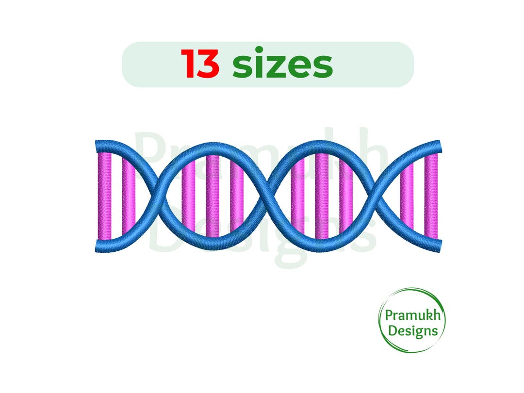 DNA Embroidery Design (1.5–7.5 Inch) – Mini DNA Strand, Silhouette ...
