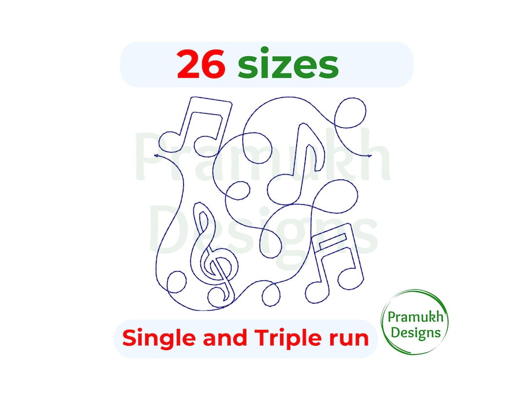 Music Notes Quilting Embroidery Design | Edge to Edge Quilt Block for ...