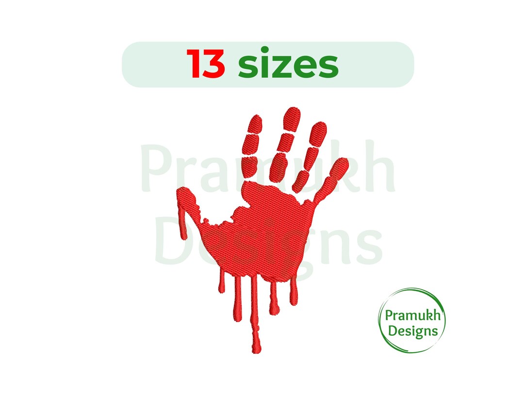 Bloody Hand Embroidery Design (1.5–7.5 Inch) – Halloween Horror ...