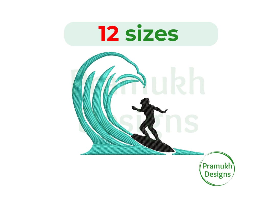 Female Surfer Embroidery Design (2–7.5 Inch) – Mini Surfer, Surfing ...