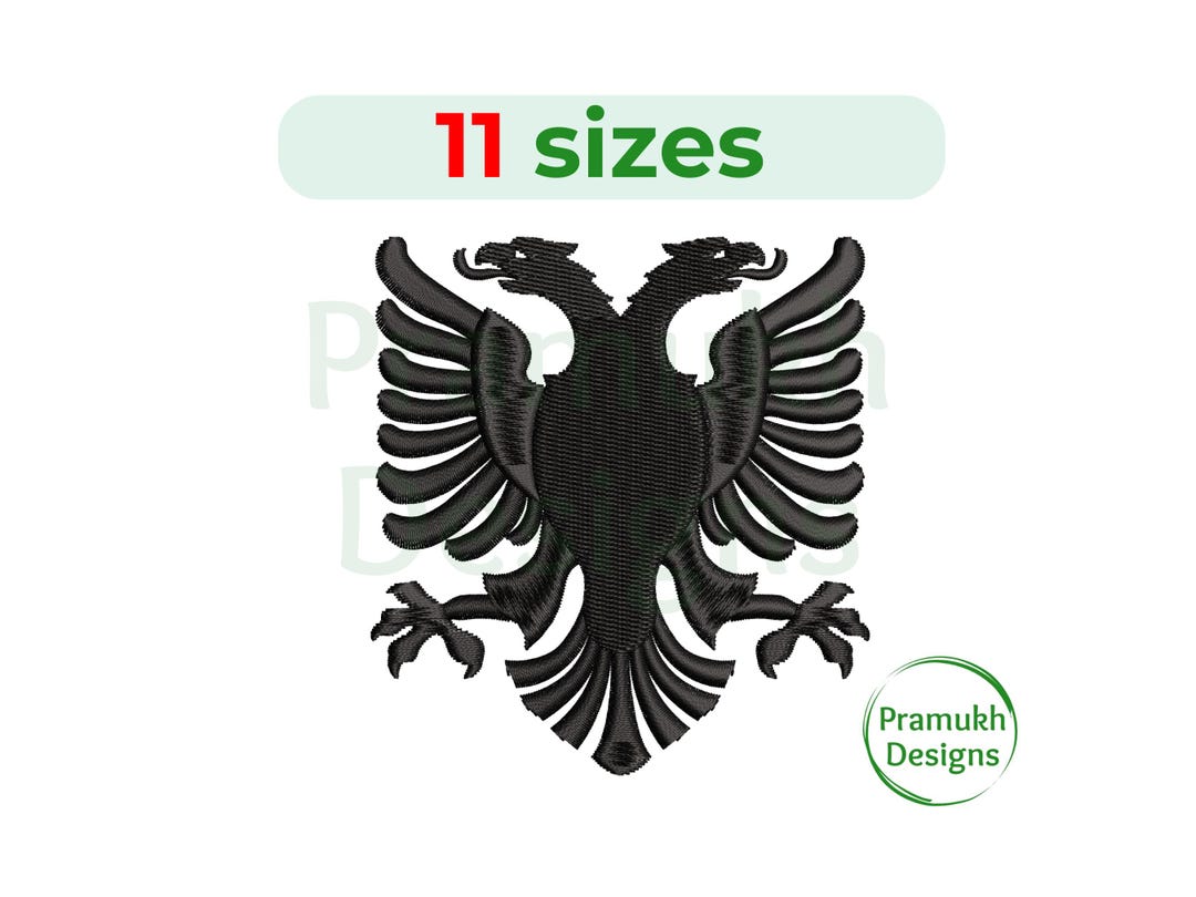Heraldic Albanian Eagle Embroidery Design (2.5–7.5 Inch) – Mini Eagle ...