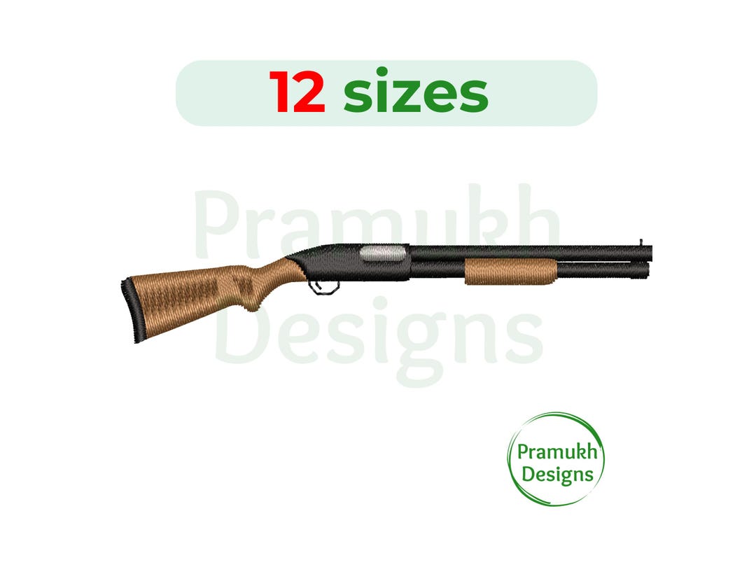 Shotgun Embroidery Design (2–7.5 Inch) – Mini Shotgun, Silhouette ...