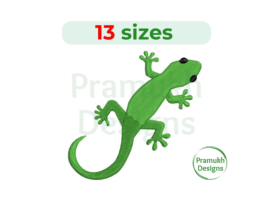 Lizard Embroidery Design. Gecko Embroidery Design. Gecko Silhouette ...