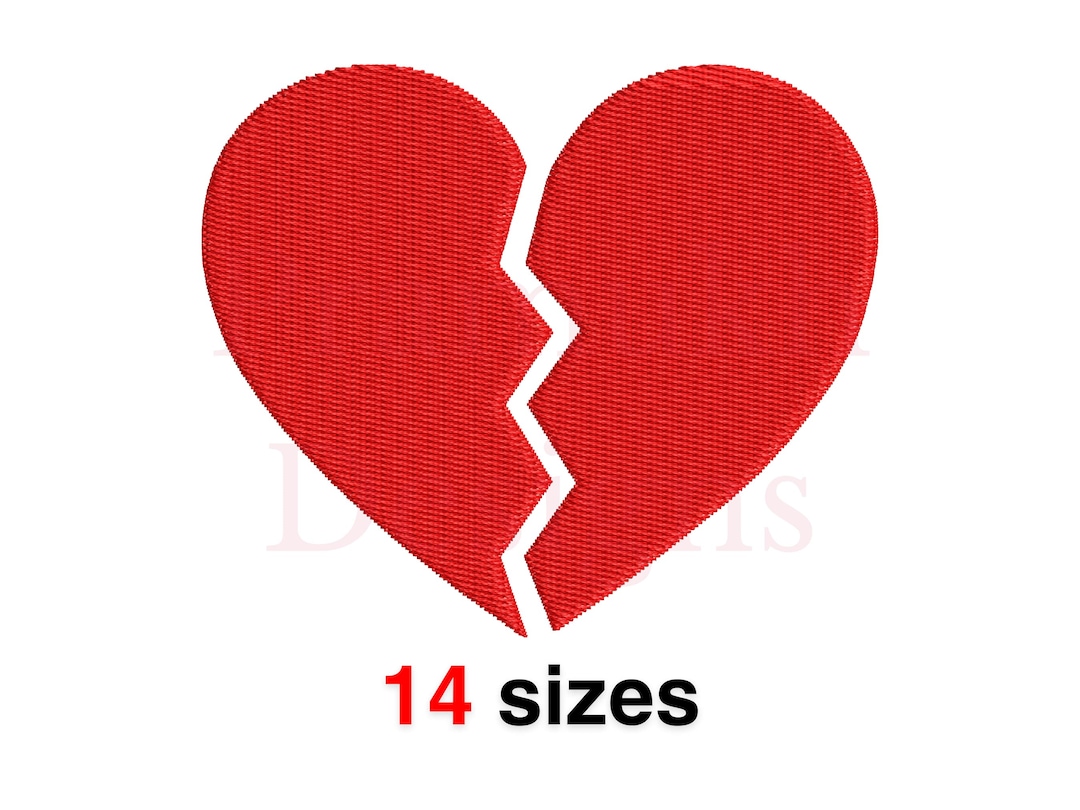 Broken Heart Embroidery Design. Mini Heart Embroidery Design. Love ...