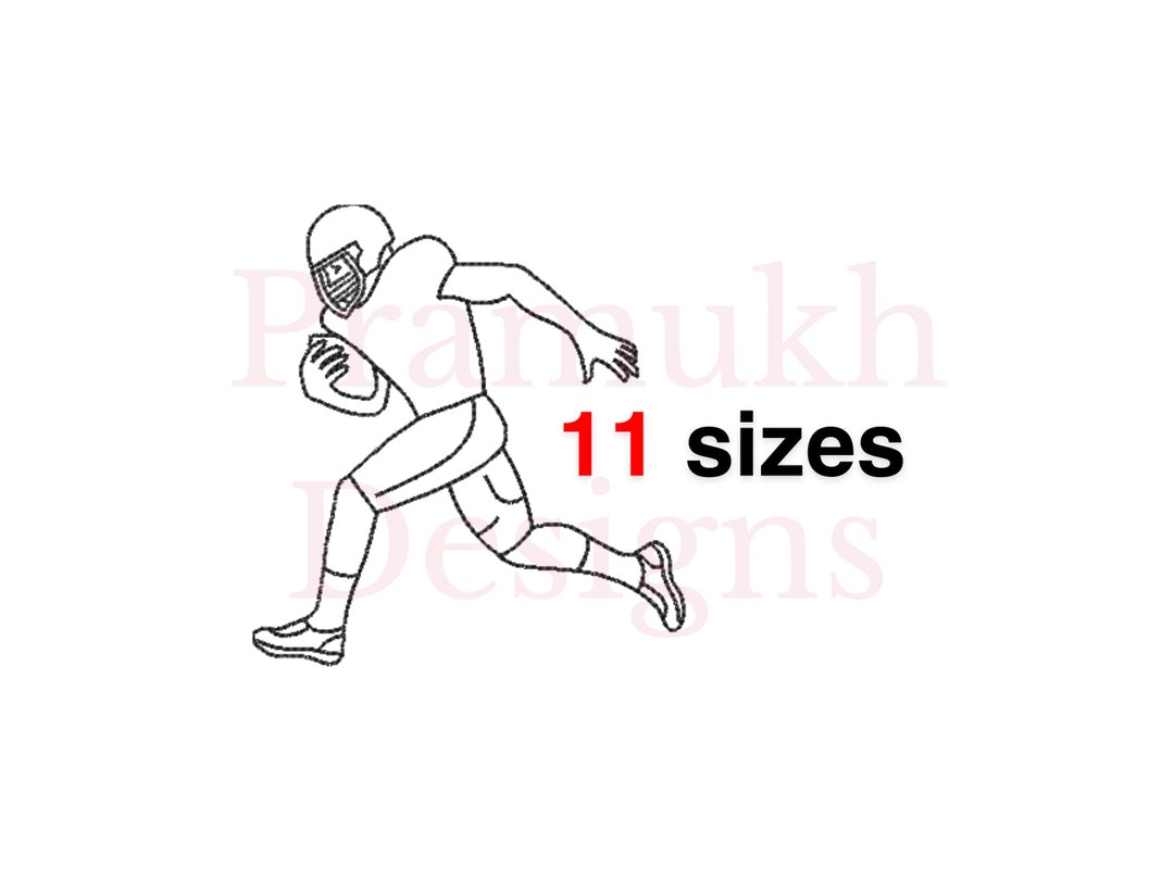 Football Player Embroidery Design. Football Player Outline Embroidery ...