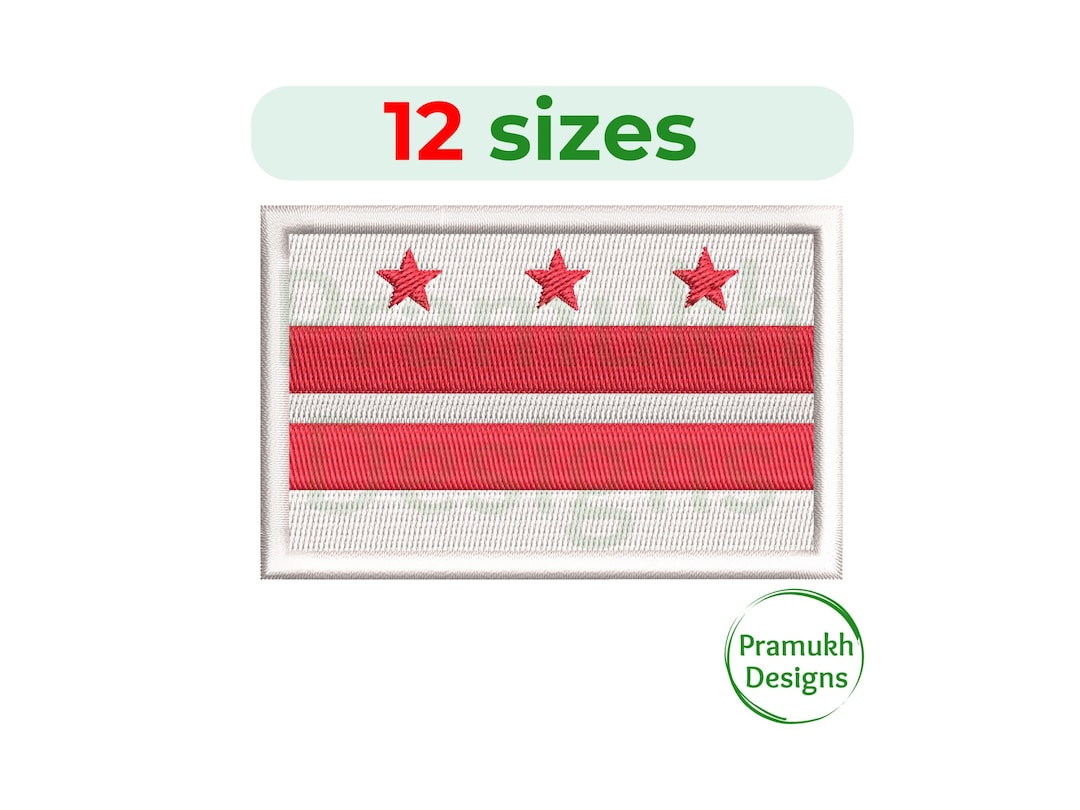 Washington DC Flag Embroidery Design. Washington DC Flag Mini ...