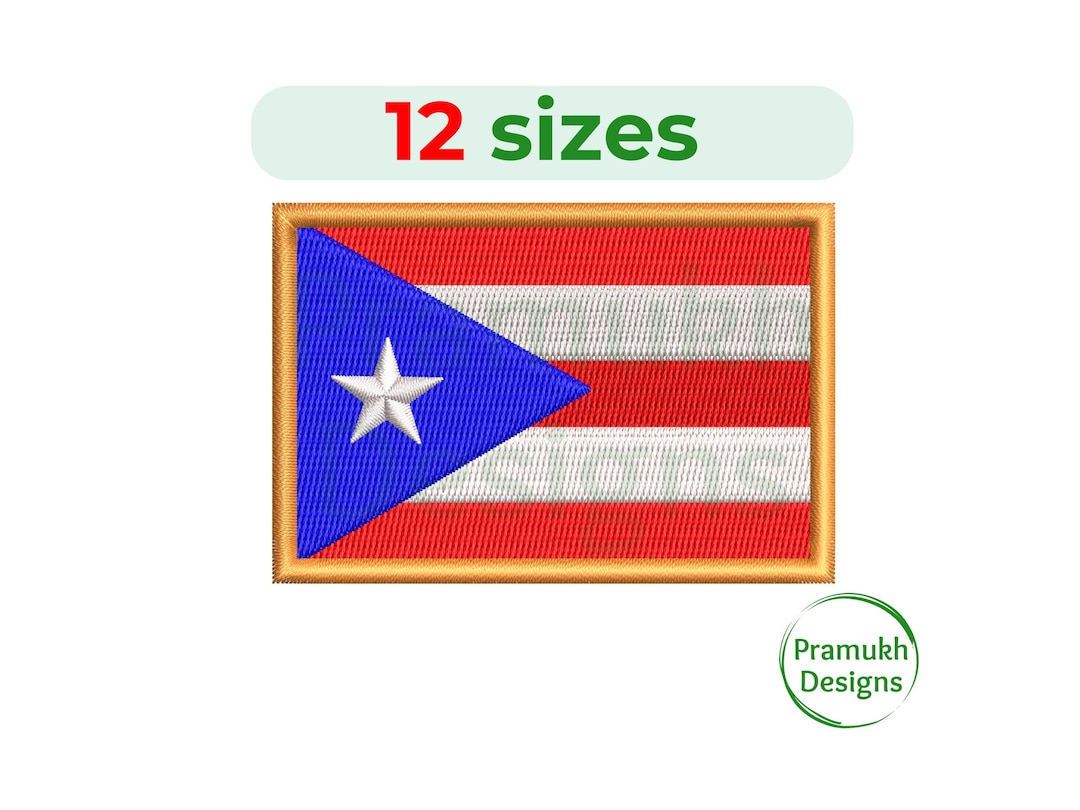 Puerto Rico Flag Embroidery Design (12 Sizes) – Flag Patch, Mini Puerto ...