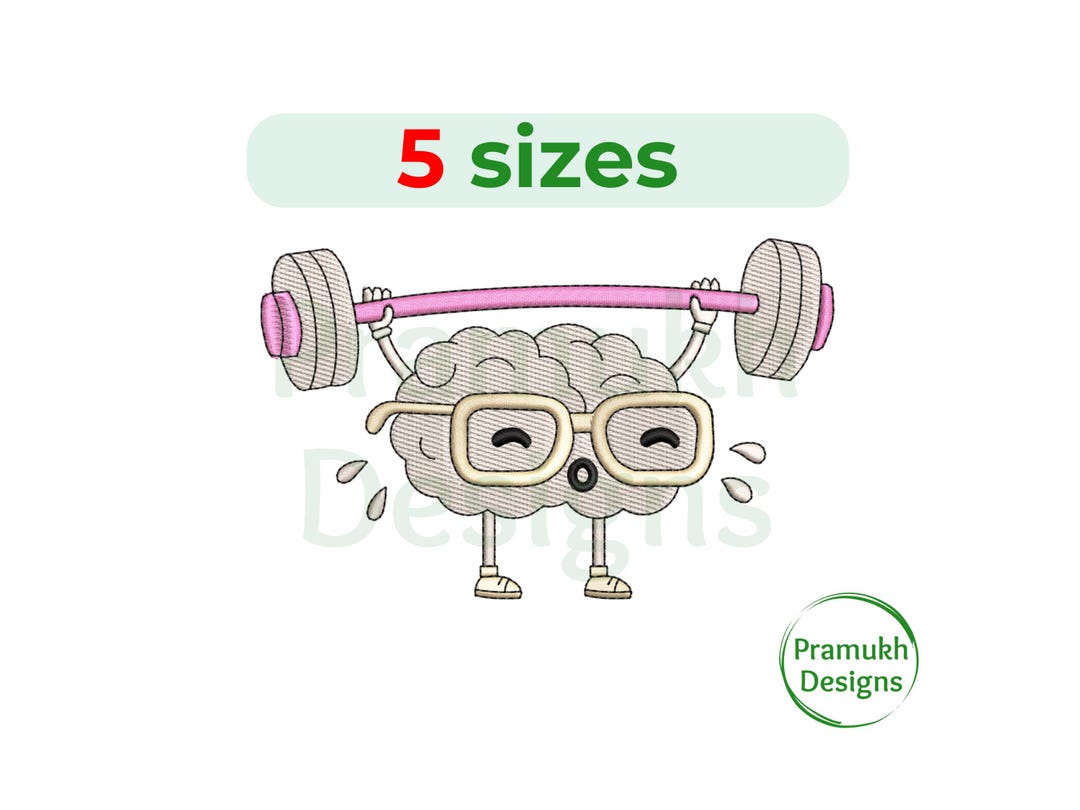 Brain Embroidery Design-machine Embroidery Pattern-brain Lifting Weight ...