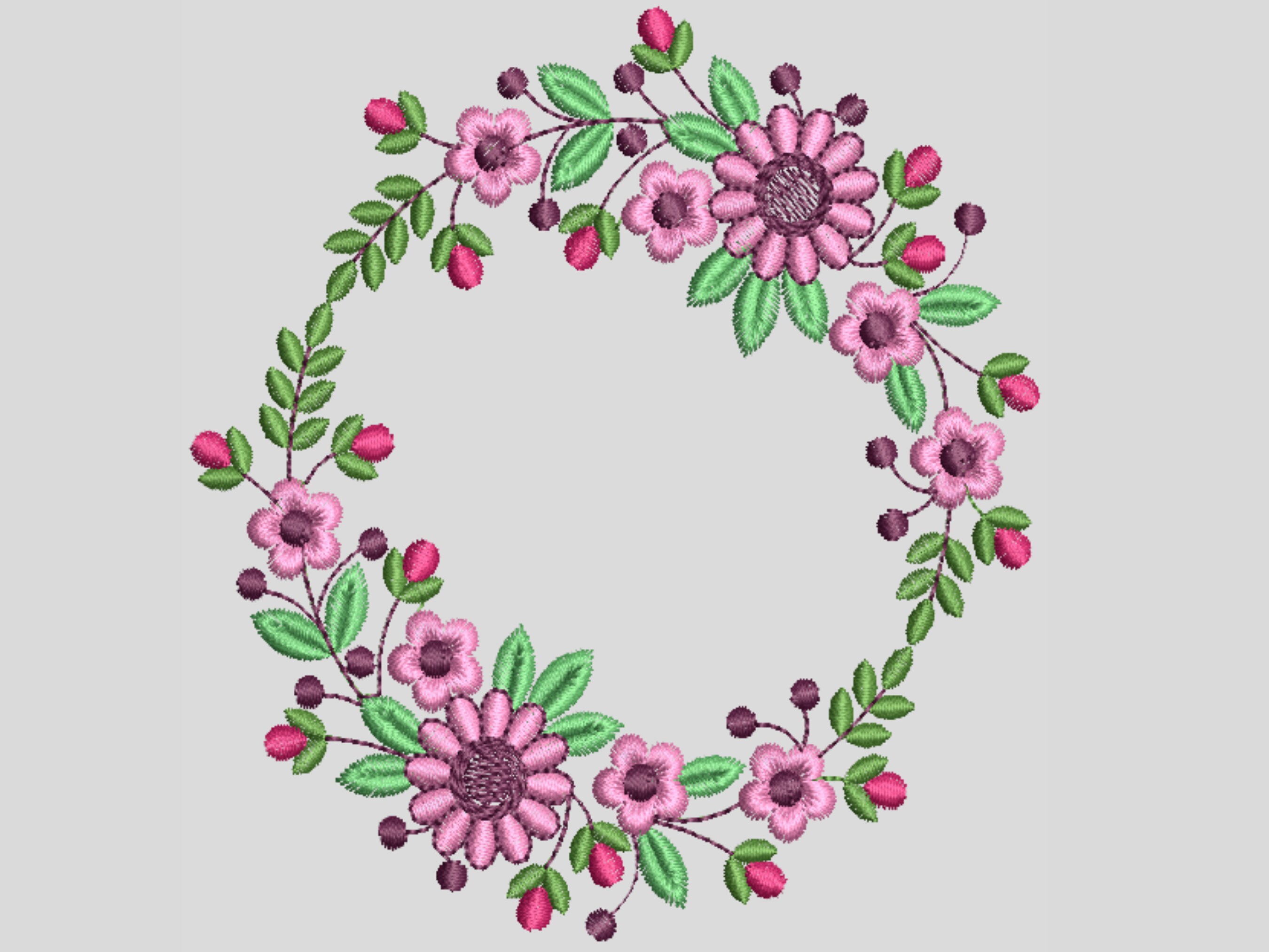 Flower Frame Embroidery Design in 4 Sizes flower Wreath - Etsy