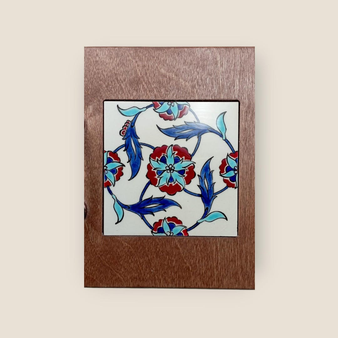 Handmade Wooden Turkish Tile Coffee Serving Tray – Ceramic Pattern, Tea ...