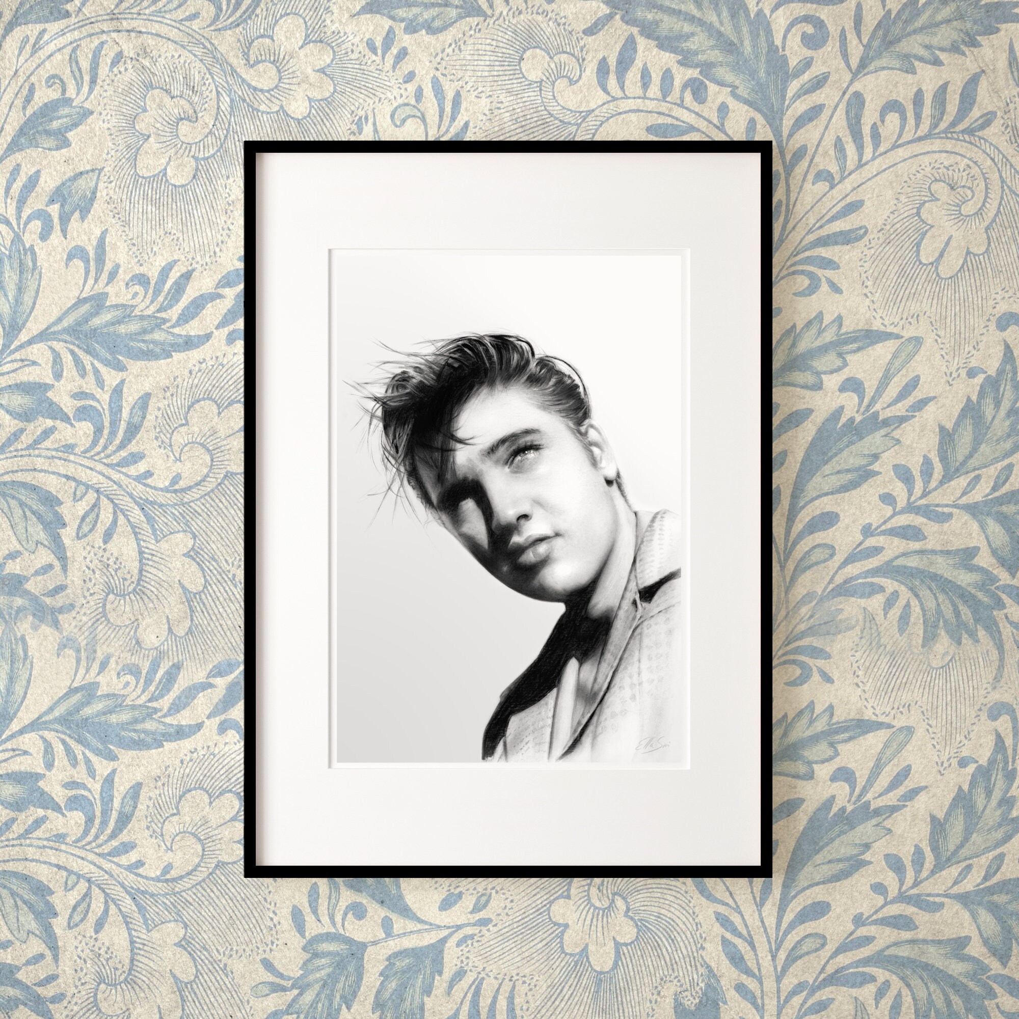 Drawing Elvis Presley Pencil Portrait A4 A5 Fine Art Print Signed Print ...