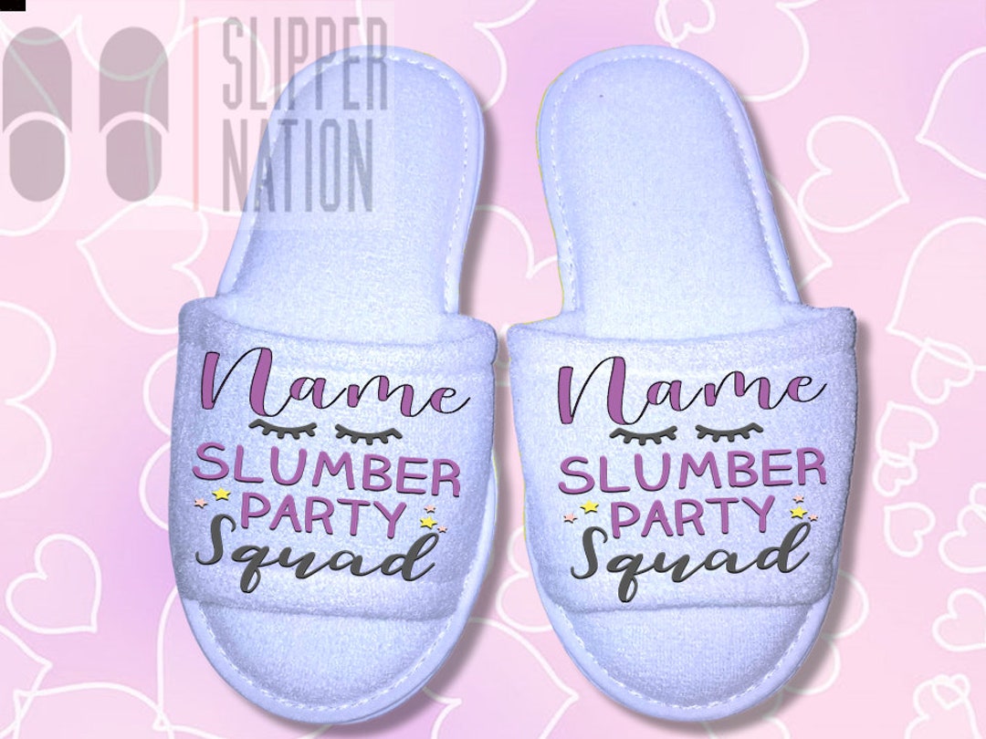 Slumber Party, Personalized Slumber Party Slippers, Kid and Adult ...