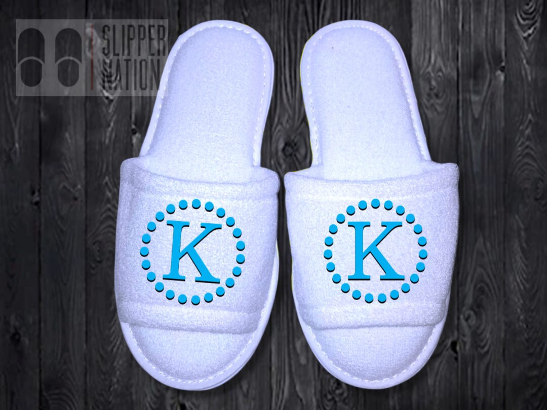 Monogramed Slippers, Monogram, Spa Slippers, Open Toe Slippers, Unisex ...