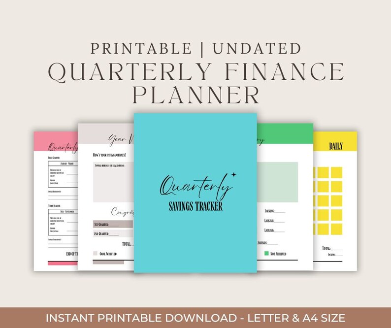 Quarterly Finance Tracker Multiple Colors Letter and A4 Instant ...