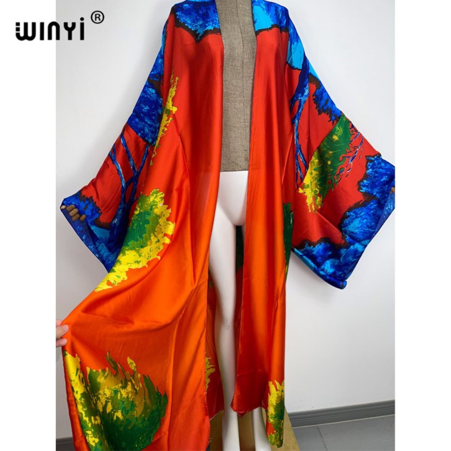Winyi Plants Print Kimono Abstract Batwing Cardigan - Etsy