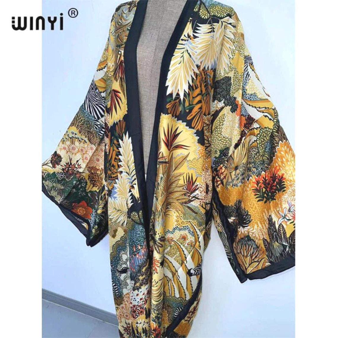 Winyi Spring Floral Plants Print Kimono African Print Kimono - Etsy