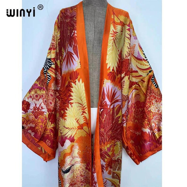 Winyi Spring Floral Plants Print Kimono African Print Kimono - Etsy