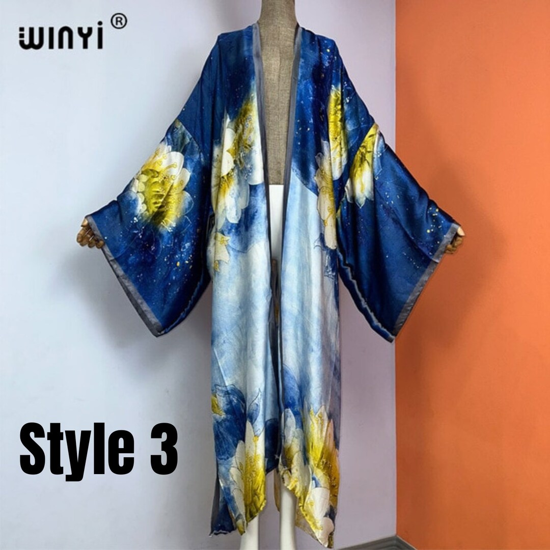 Winyi Flower Print Kimono Elegant Floral Cardigan Cocktail - Etsy