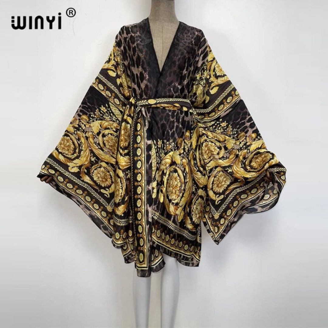 Winyi African Print Short Kimono Baroque Fabric Batwing Cardigan Sexy ...