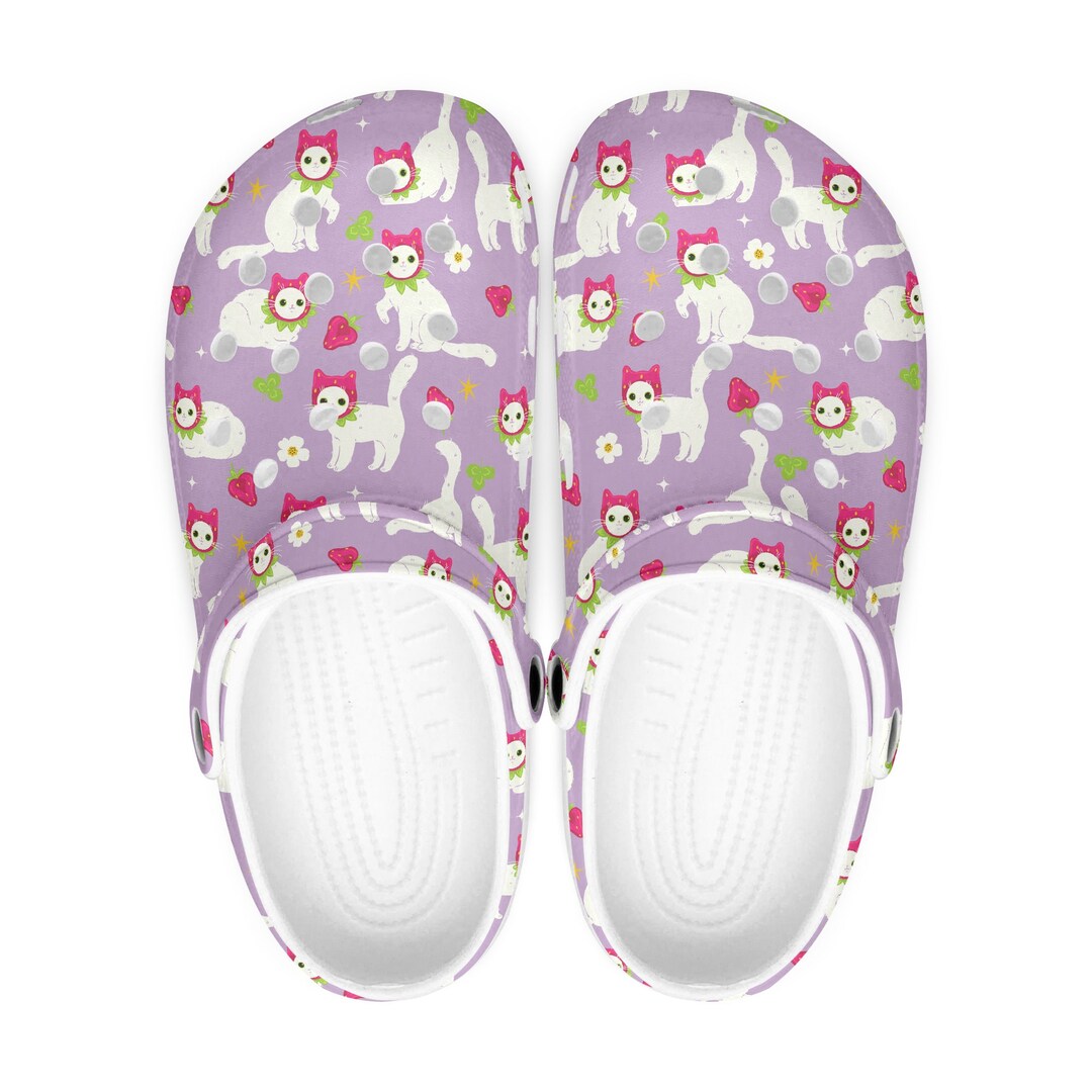 Funny Cats With Strawberry Head Clogs Shoes Shoes With Cat - Etsy