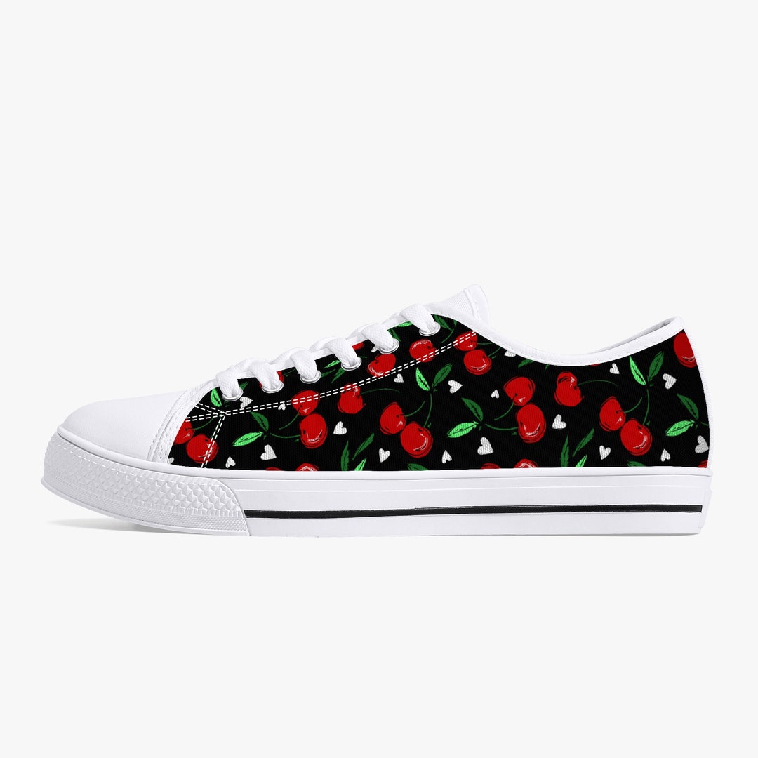 Cherry Shoes Canvas Low Tops Girls Shoes Red Cherry Pattern - Etsy