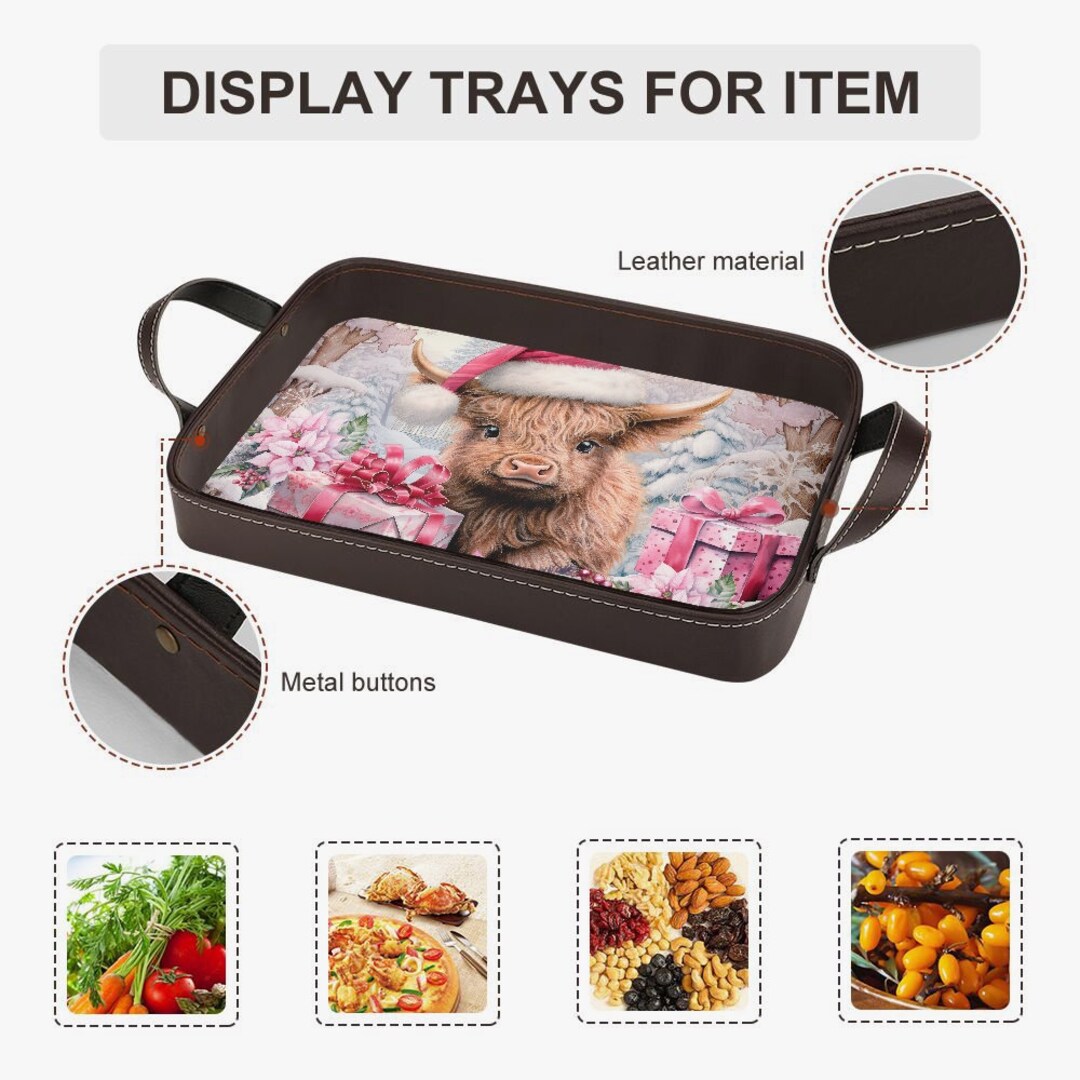 Christmas Highland Cow Serving Tray Leather Kitchen Tray - Etsy