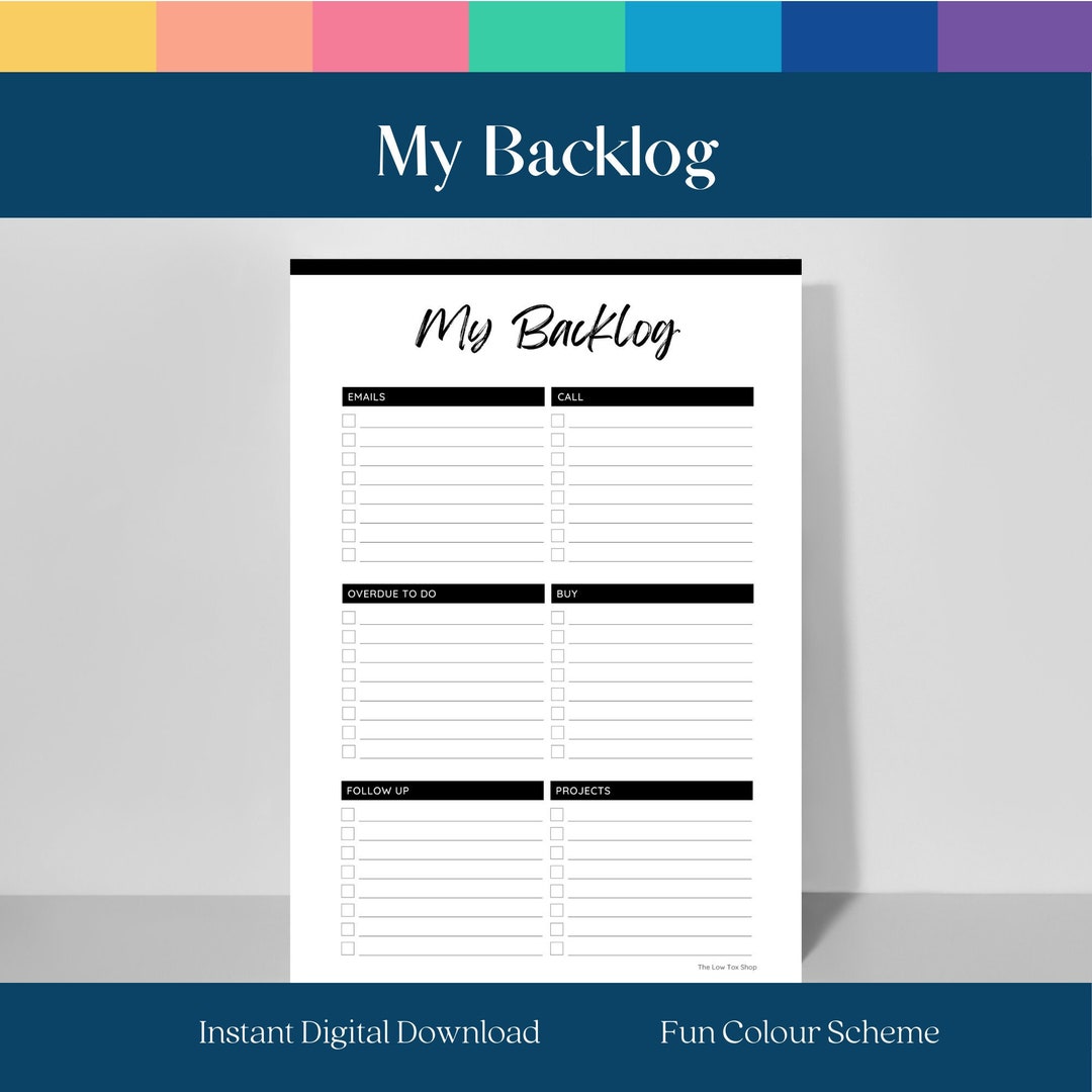 Backlog to Do List Printable Instant Download. Organization Planner ...
