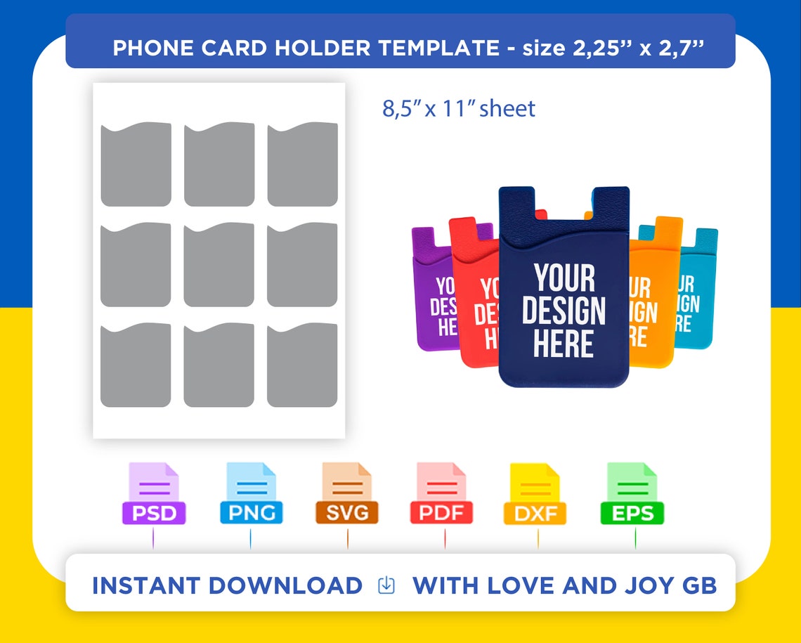 Phone Card Holder Template, Png, Svg, Dxf, Eps, Label, Wrapper, Canva ...