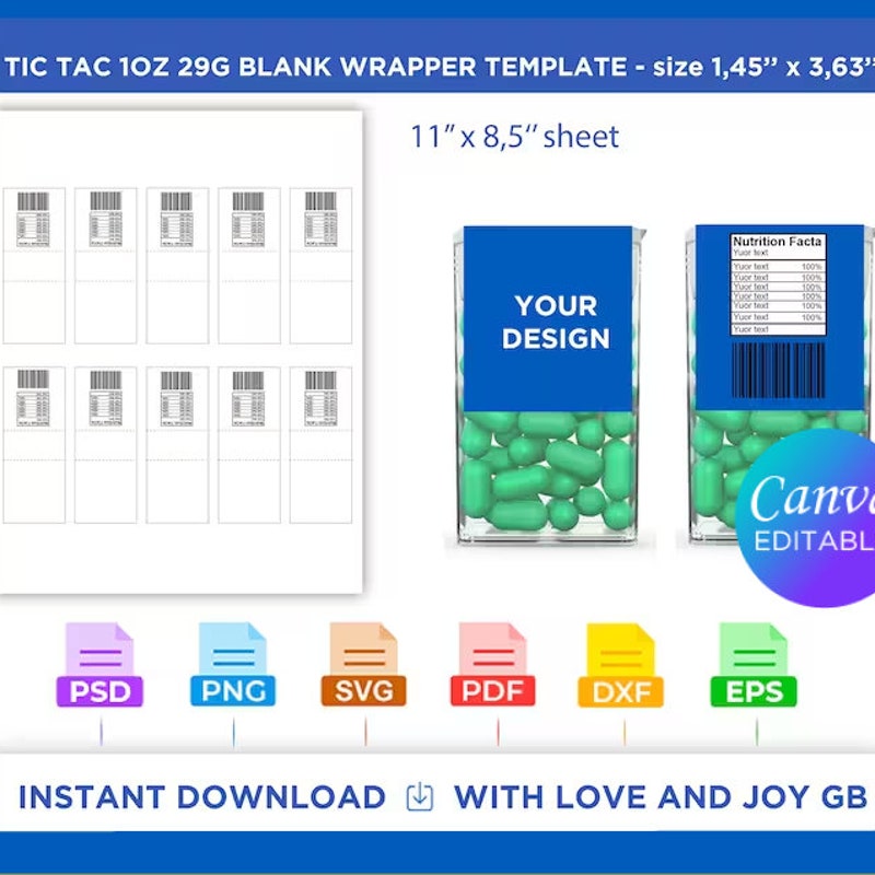 Tic Tac Label - Etsy